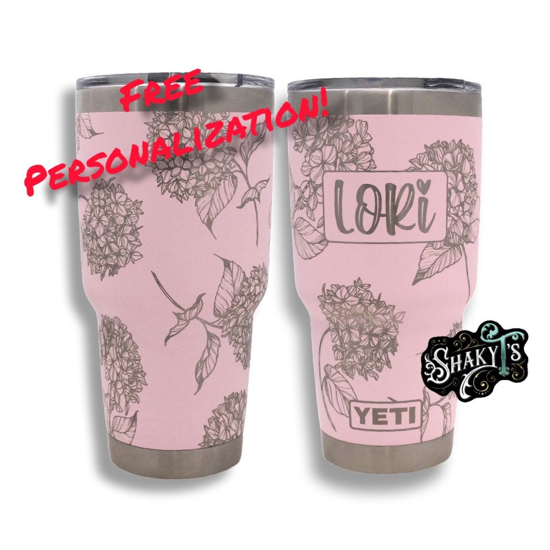 30oz - 360 Hydrangea Floral Design Laser Engraved on a Yeti Tumbler ...