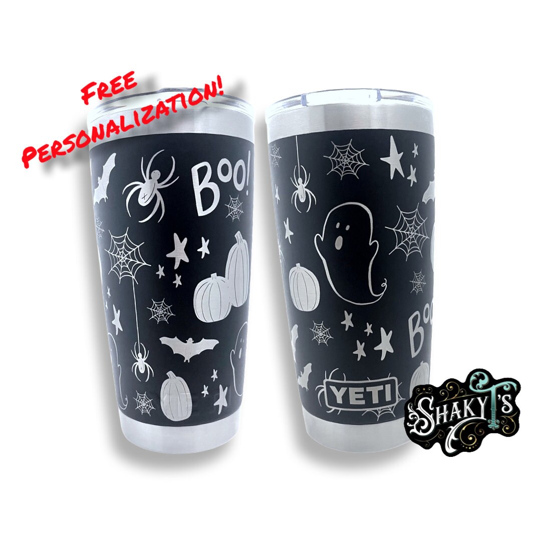 20oz - 360 Halloween “boo” Design Laser Engraved on a Yeti Tumbler With ...