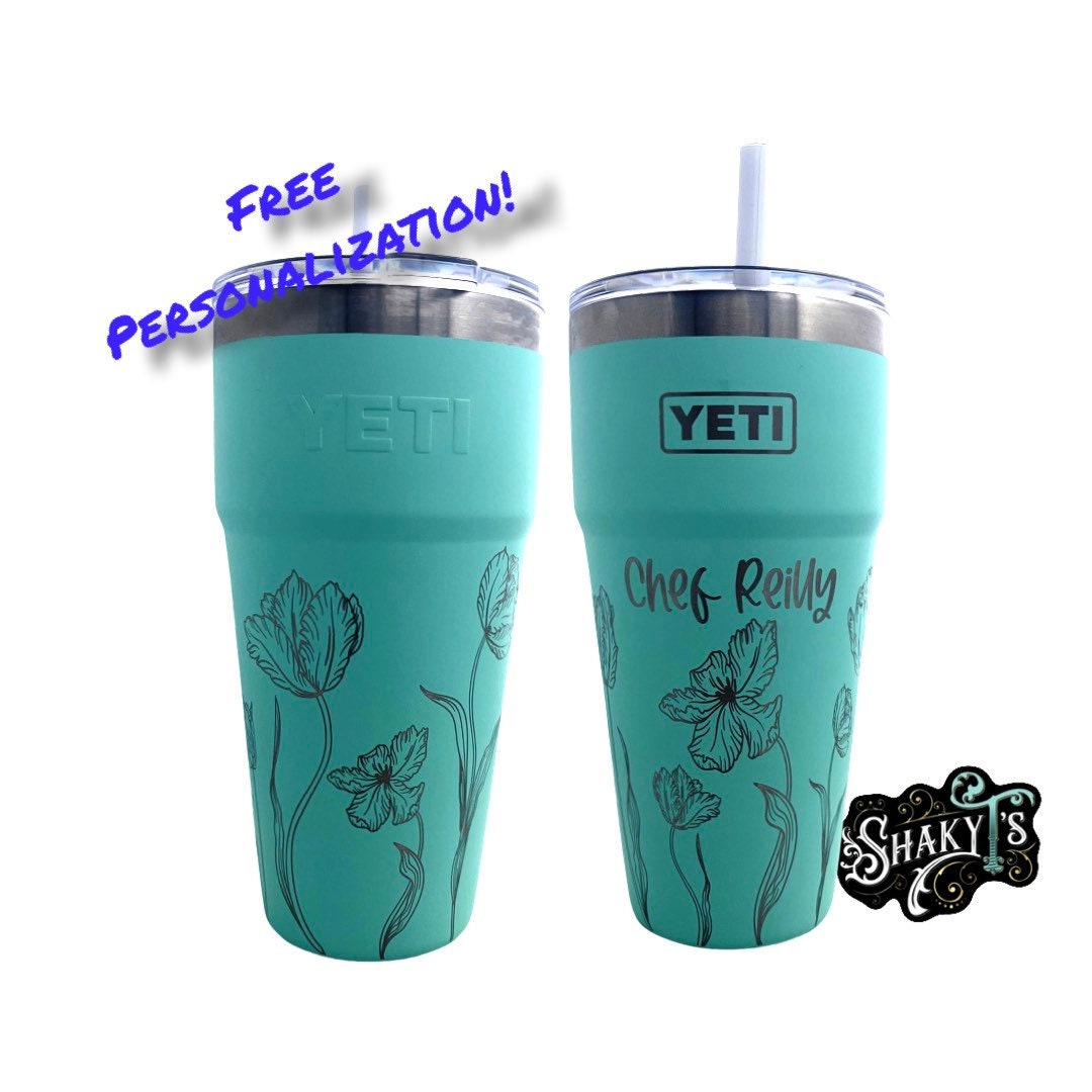 26oz - 360 Tulip Design Laser Engraved on a Yeti Stackable Tumbler ...