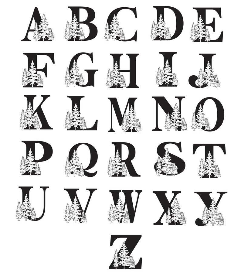 Single Letter Pine Tree Monogram Laser or Hand Engraved on a - Etsy