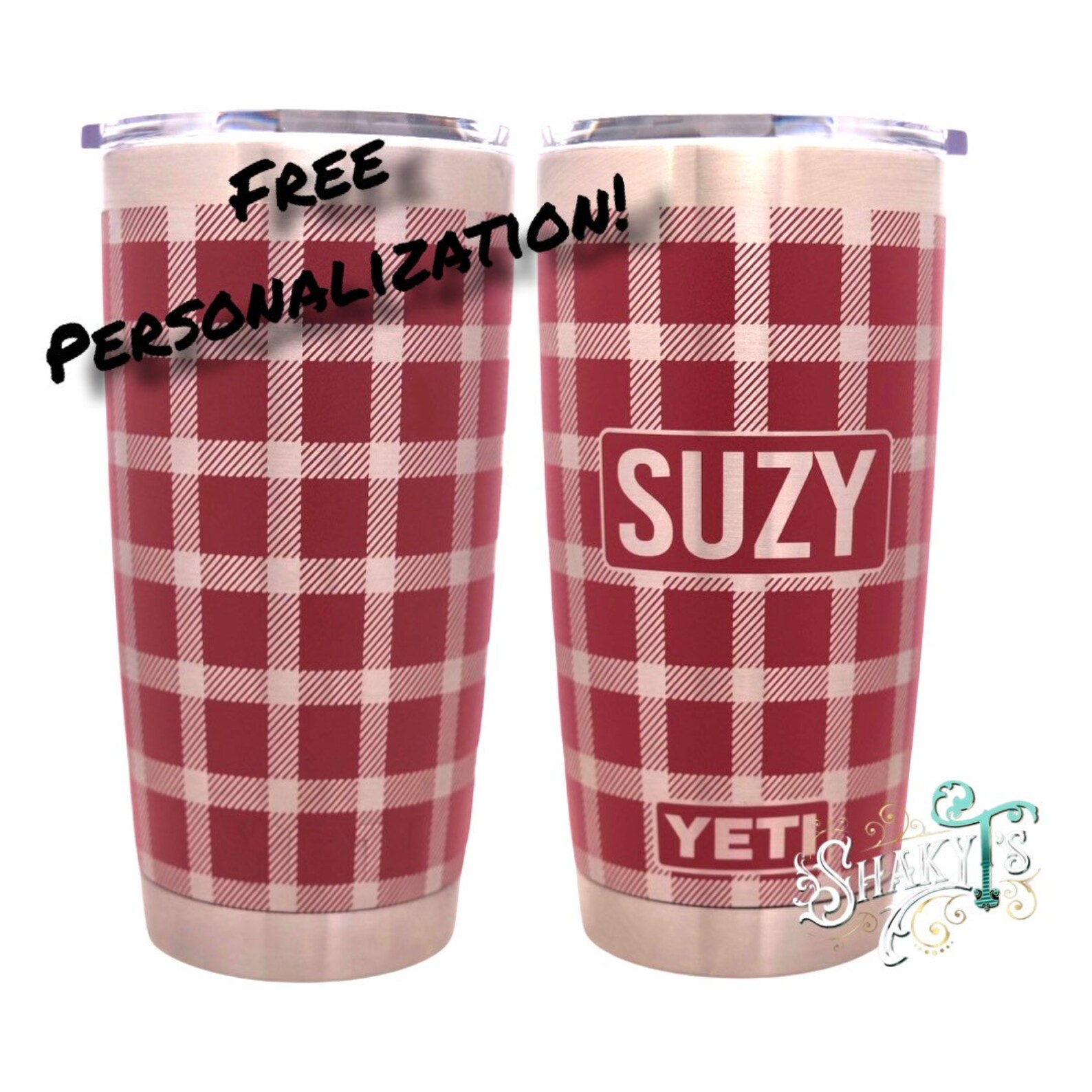 Plaid Print 20oz Yeti Tumbler With Magslide Lid, Premium Quality Double ...