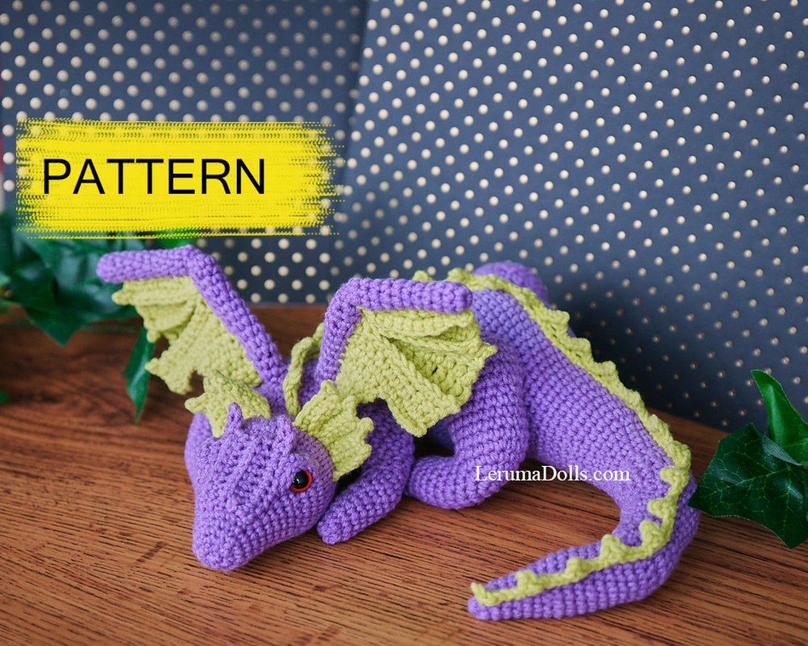 PDF File, Dragon Crochet Pattern, Dragon Amigurumi, Curve Lying Dragon ...