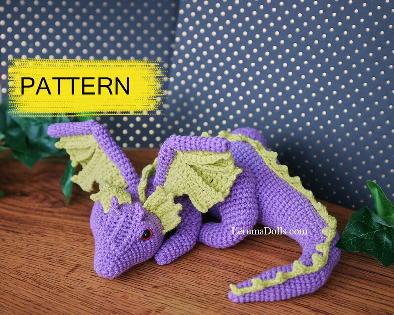 PDF File, Dragon Crochet Pattern, Dragon Amigurumi, Curve Lying Dragon ...