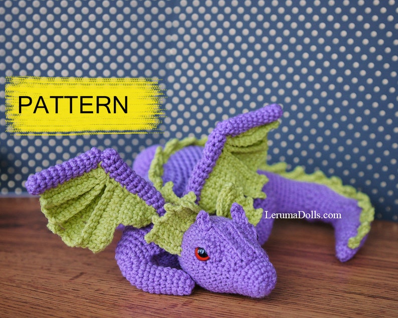 PDF File, Dragon Crochet Pattern, Dragon Amigurumi, Curve Lying Dragon ...