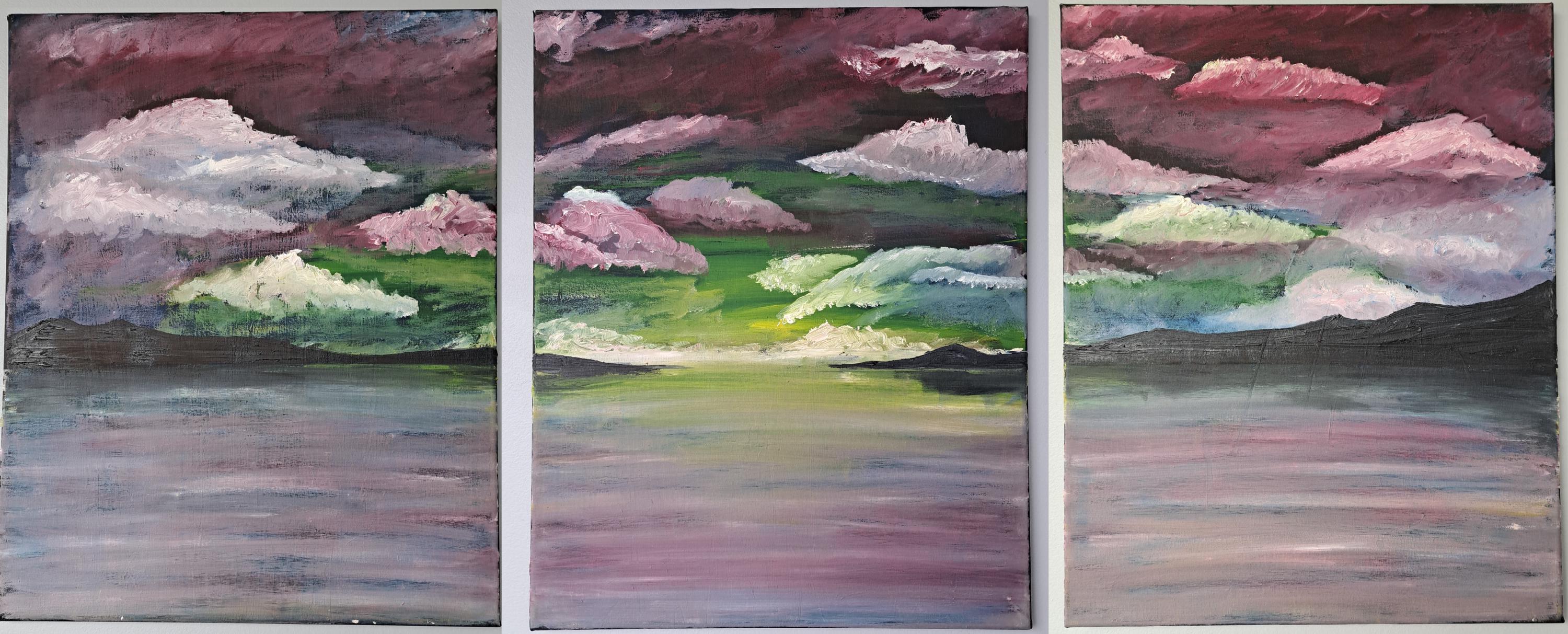 Sunset Oil Painting Triptych, Wall Art, Three Paintings - Etsy