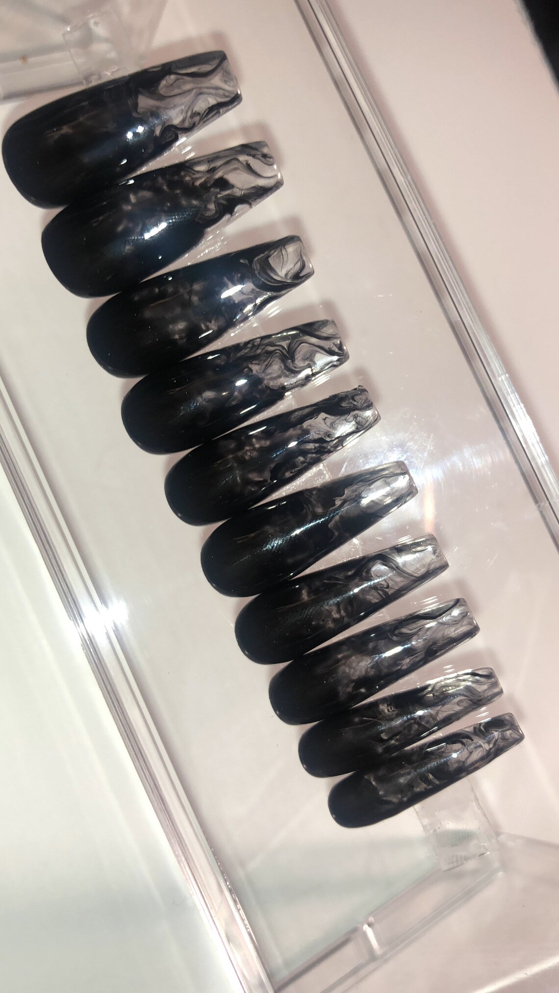 Smoke Nails Black Smoke Nails Hand Painted Nails Press | Etsy