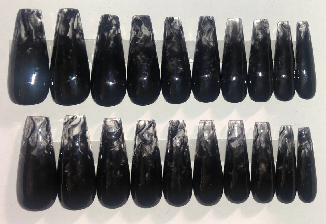 Smoke Nails Black Smoke Nails Hand Painted Nails Press | Etsy