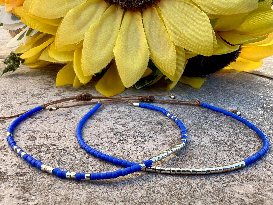 Minimalist Bracelets, Beaded Bracelets, Blue Bracelets, Silver ...