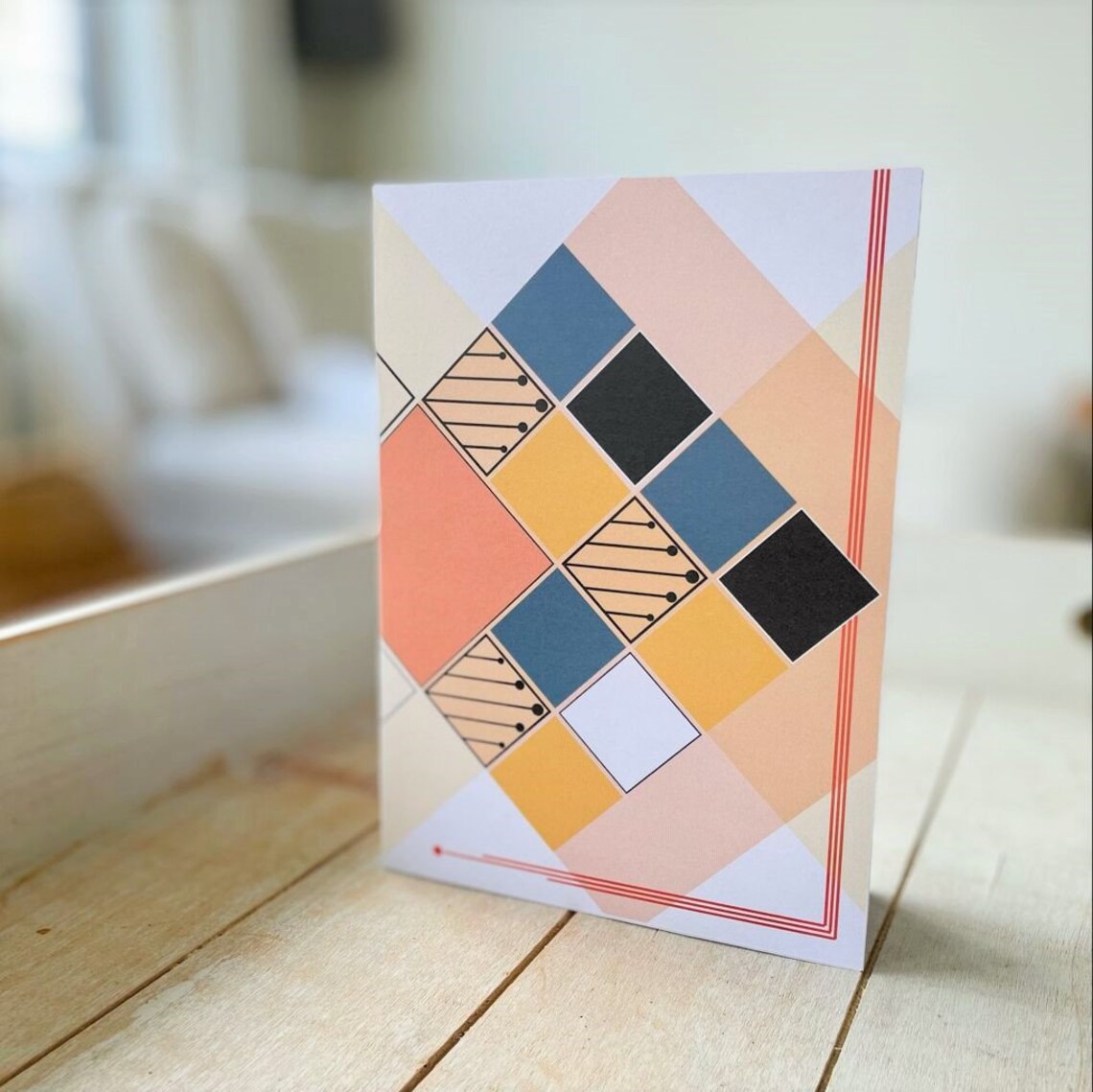 Pastel Color Greeting Card With an Original Pattern. Geometric Card ...