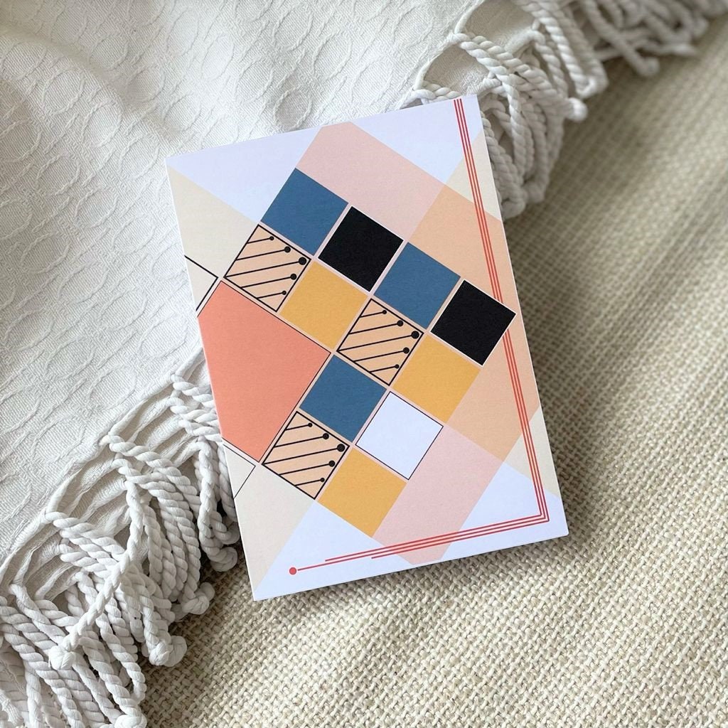 Pastel Color Greeting Card With an Original Pattern. Geometric Card ...
