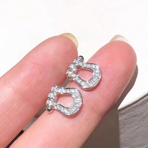 Vachette Clasp Stud Earringfull Set Diamond 925 Silver 14k Filled Gold ...