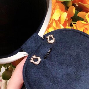 Vachette Clasp Stud Earringfull Set Diamond 925 Silver 14k Filled Gold ...