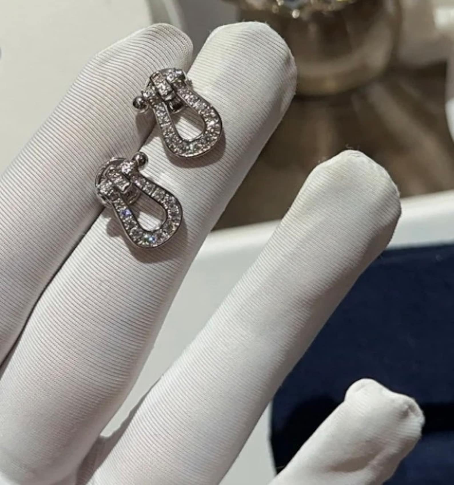 Vachette Clasp Stud Earringfull Set Diamond 925 Silver 14k Filled Gold ...