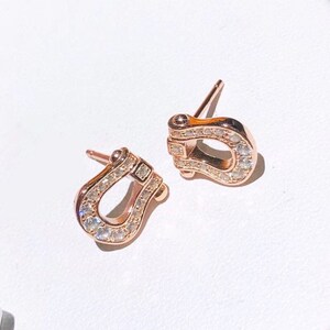 Vachette Clasp Stud Earringfull Set Diamond 925 Silver 14k Filled Gold ...