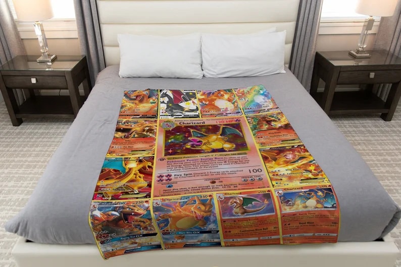 Multi Charizard Version 1 Custom Trading Card Blanket, Anniversary Gift ...