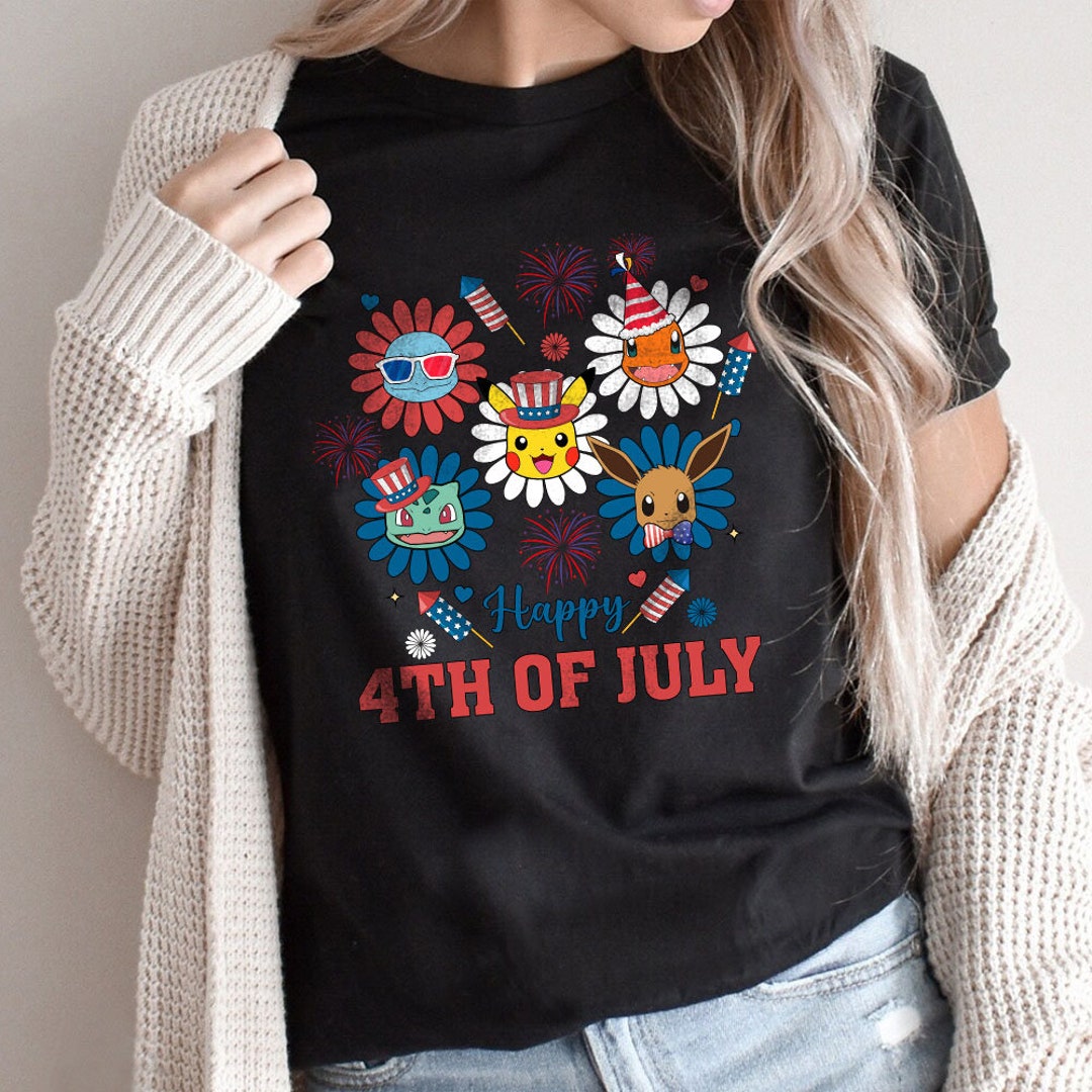 Happy 4th of July PKM Anime Shirt, Firework Independent Day Shirt ...