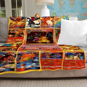 Multi Charizard Version 1 Custom Trading Card Blanket, Anniversary Gift ...