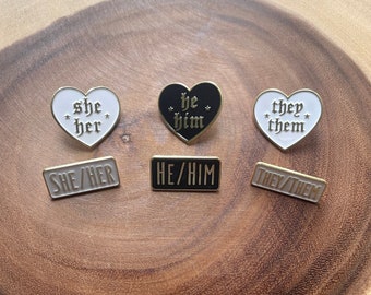 THEY SHE Pronoun Enamel Pin Matte Gold Plated - Etsy