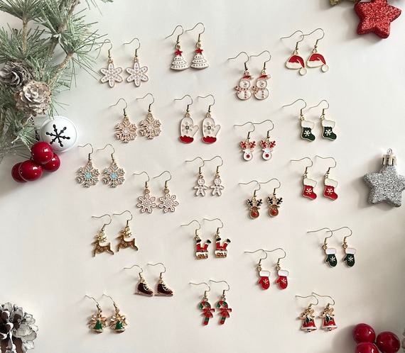 Christmas Earrings Handmade Earrings Hypoallergenic Earrings Secret Santa Gift Dangle Earrings Silver Plated Gold Plated Earring Etsy