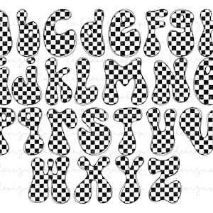 Black Checker Doodle Letters Png, Checker Font Png, Kids Sublimation ...