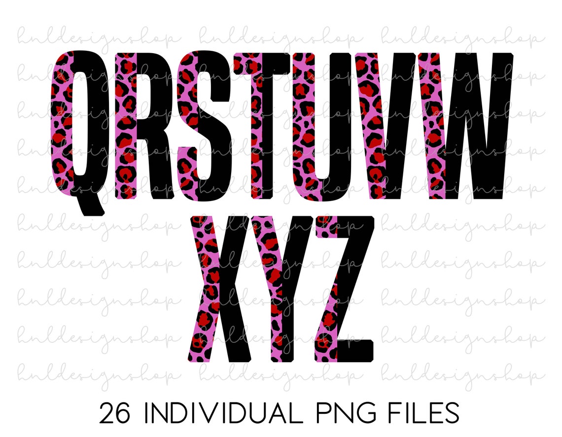 Valentines Day Letters PNG Pink Leopard Print Letters PNG | Etsy