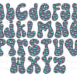 Retro Alien Doodle Letters Png, Retro Font Png, Alien Sublimation ...