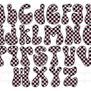 Set of 6 Checker Doodle Letters Png, Checker Font Png, Easter ...