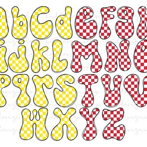 Set of 10 Rainbow Checker Doodle Letters Png, Rainbow Checker Font Png ...