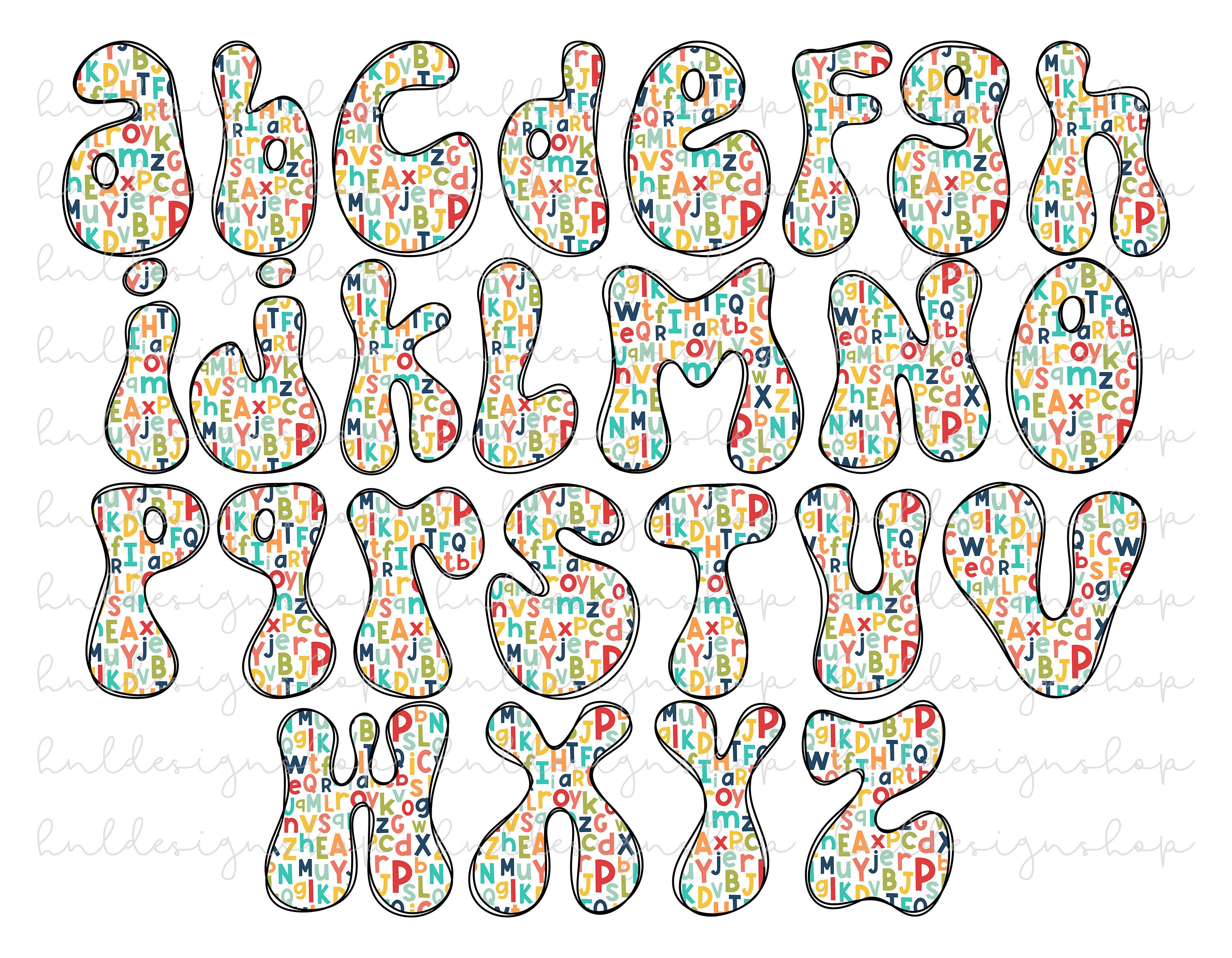 SET OF 12 School Doodle Letters Png School Font Png School - Etsy