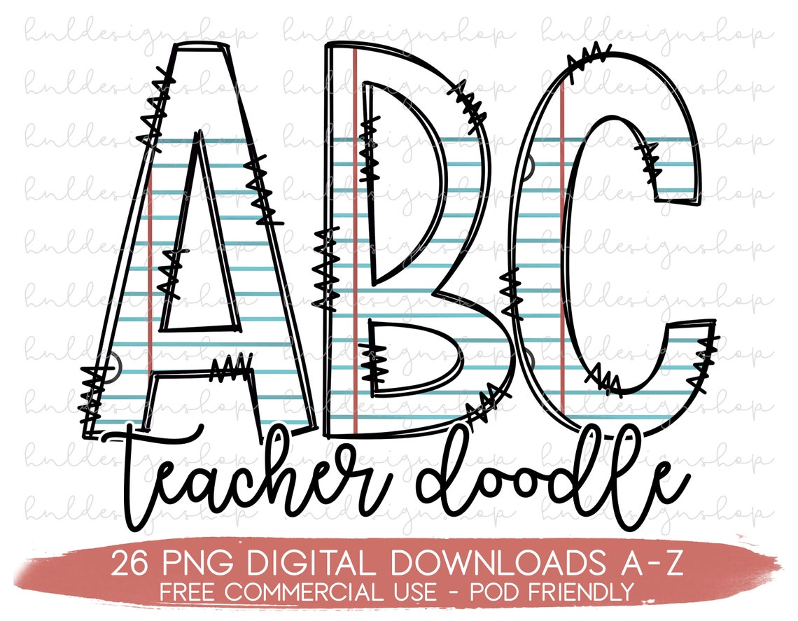 Paper Doodle Letter Png Teacher Font Png Back to School - Etsy UK