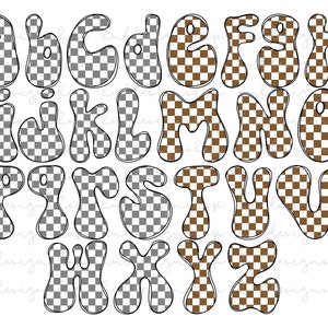 Set of 10 Rainbow Checker Doodle Letters Png, Rainbow Checker Font Png ...