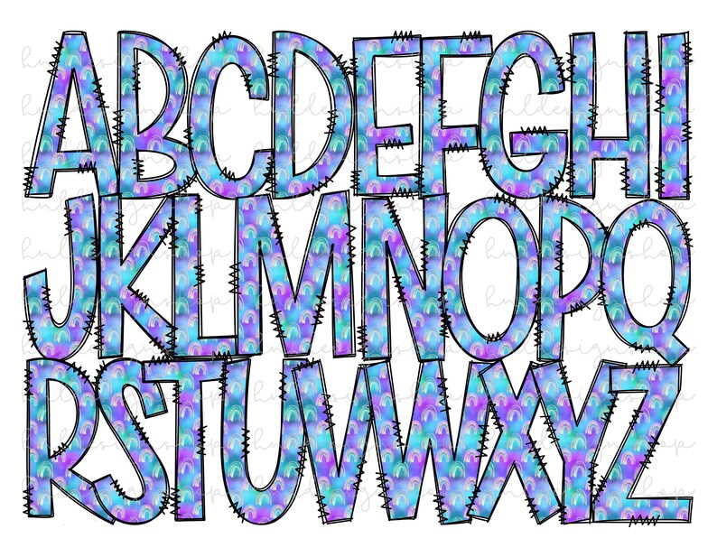 Rainbow Doodle Letters Png, Rainbow Font Png, Rainbow Sublimation Shirt ...