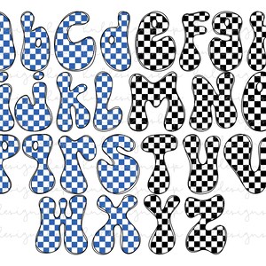 Set of 10 Rainbow Checker Doodle Letters Png, Rainbow Checker Font Png ...