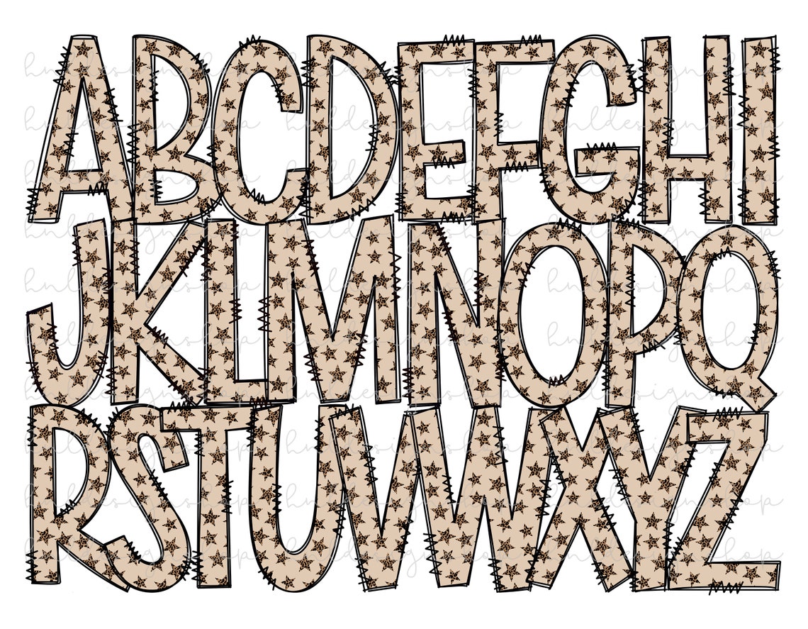 Cheetah Print Doodle Letters PNG Cheetah Font Png Cheetah - Etsy