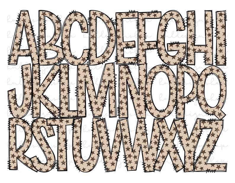 Cheetah Print Doodle Letters PNG Cheetah Font Png Cheetah - Etsy