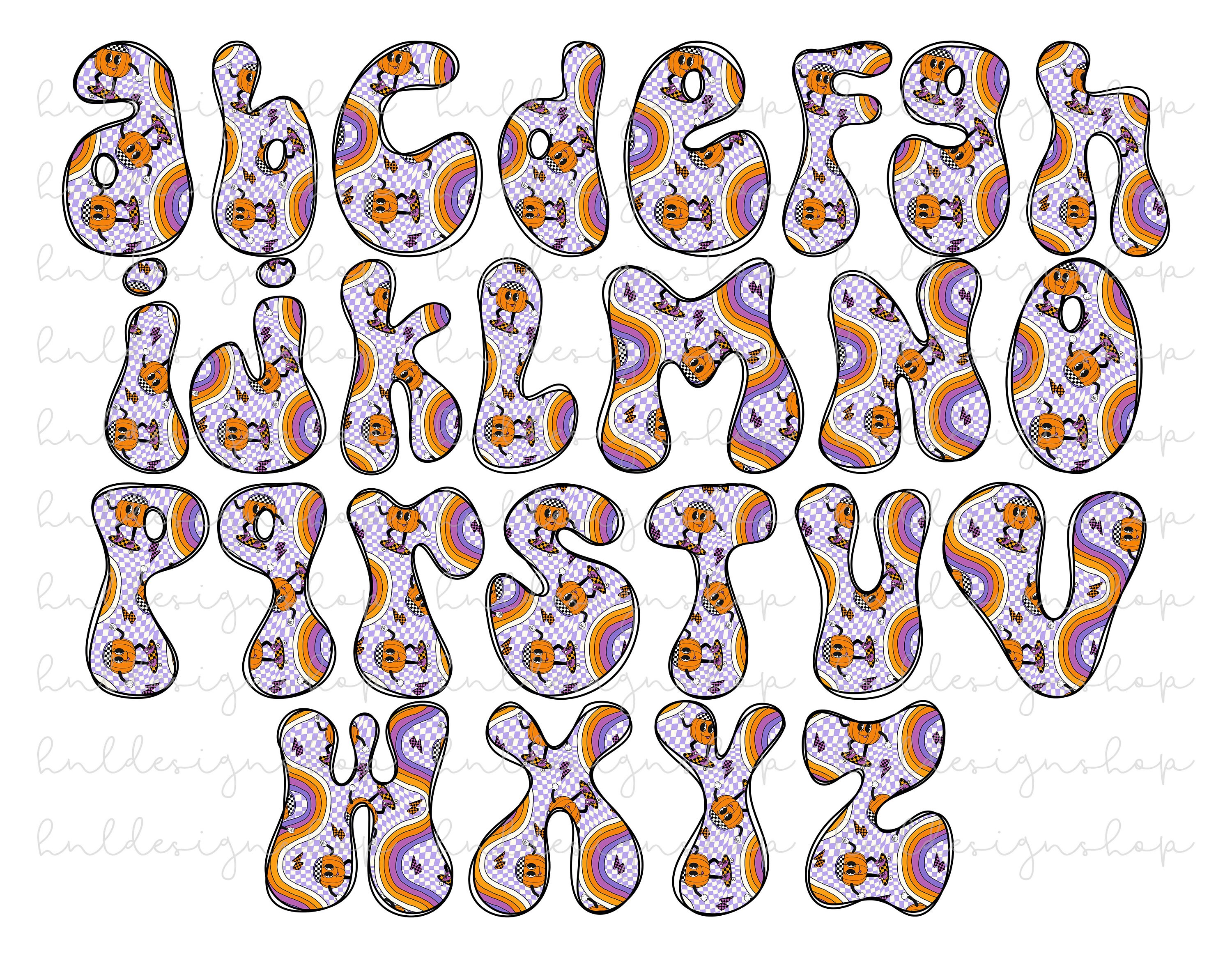Retro Halloween Doodle Letters Png, Retro Font Png, Halloween ...