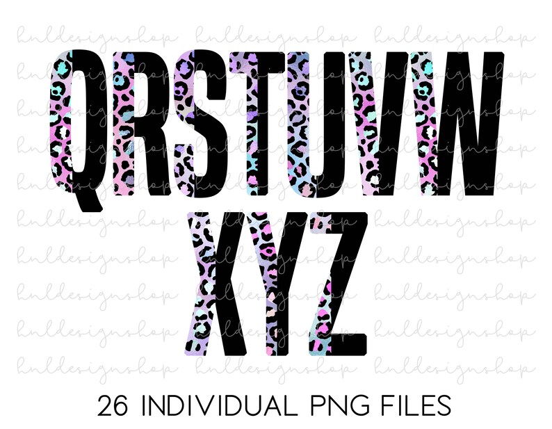 Purple Leopard Print Letters PNG Pink Half Leopard Font Png | Etsy
