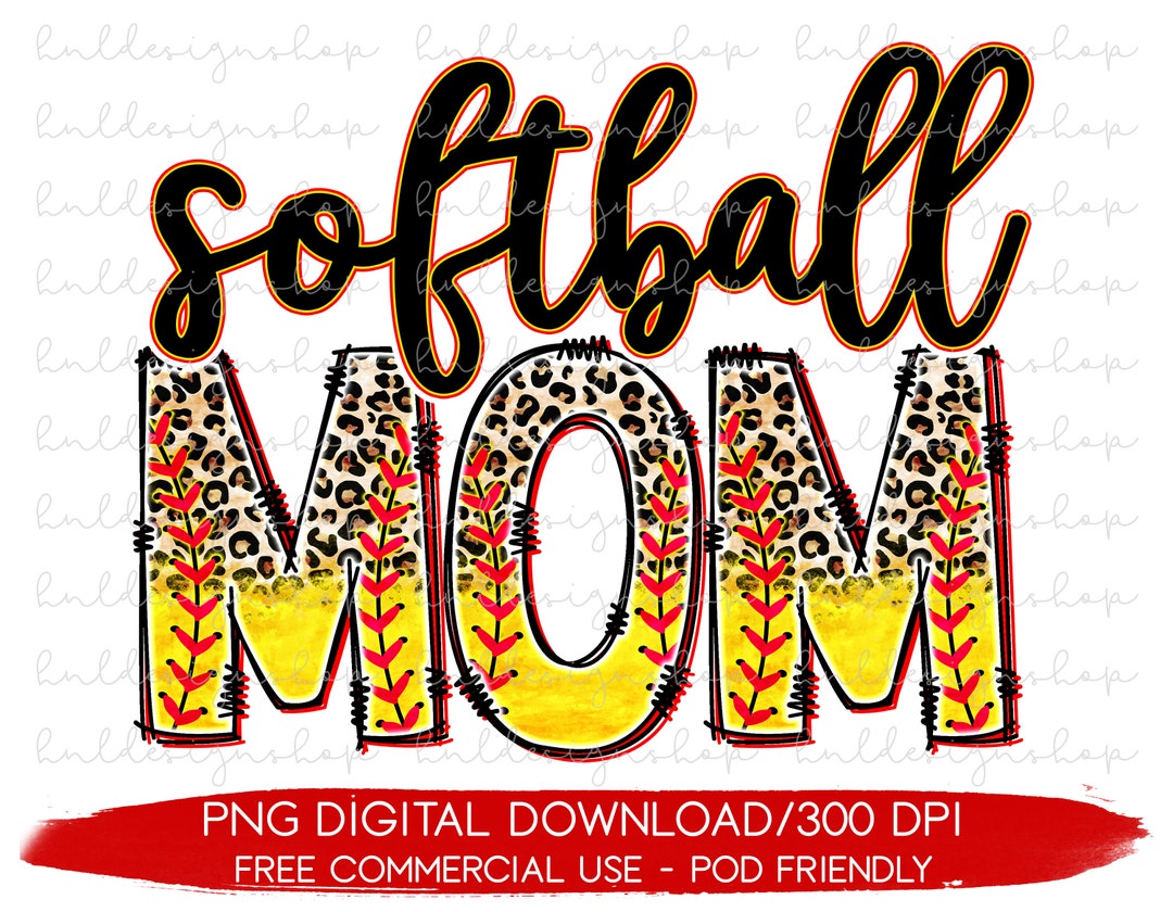 Softball Mom Png, Softball Distressed Leopard Png, Softball Sublimation ...