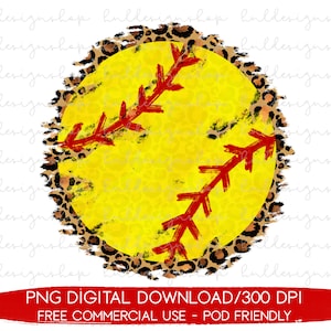 Softball Png, Softball Distressed Leopard Png, Softball Sublimation ...