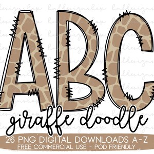 Giraffe Print Doodle Letters PNG, Giraffe Font Png, Giraffe Print ...