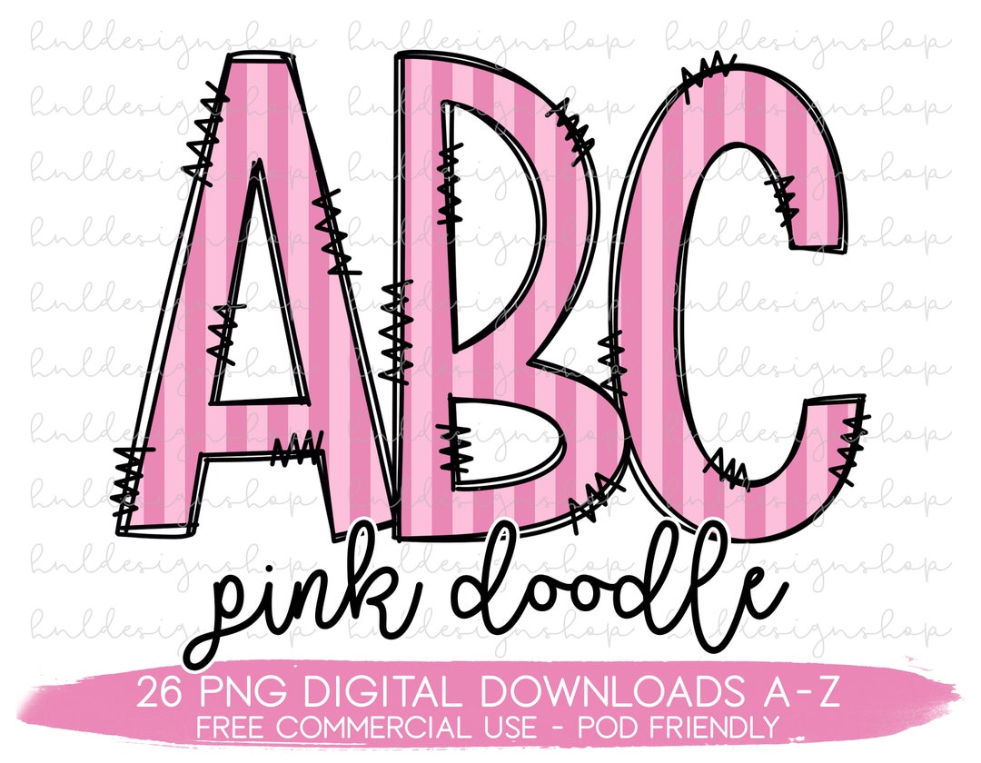 Pink Doodle Letters Png, Pink Font Png, Pink Letter Sublimation Shirt ...