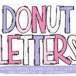 SET OF 4 Donut Doodle Letters Png, Donut Font Png, Boy Donut ...