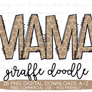 Giraffe Print Doodle Letters PNG, Giraffe Font Png, Giraffe Print ...
