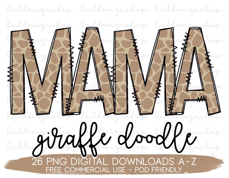 Giraffe Print Doodle Letters PNG, Giraffe Font Png, Giraffe Print ...