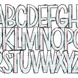 Paper Doodle Letter Png, Teacher Font Png, Back to School Sublimation ...