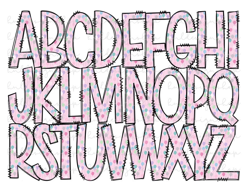 SET OF 7 Sweet Doodle Letters Png, Donut Font Png, Candy Sublimation ...