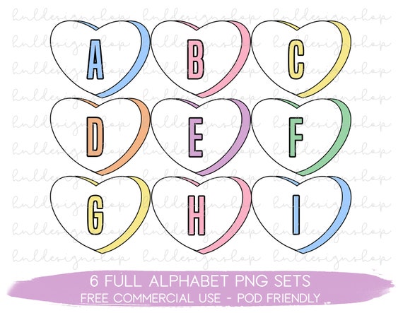 SET OF 6 Candy Heart Letters PNG Valentines Day Letters Png - Etsy
