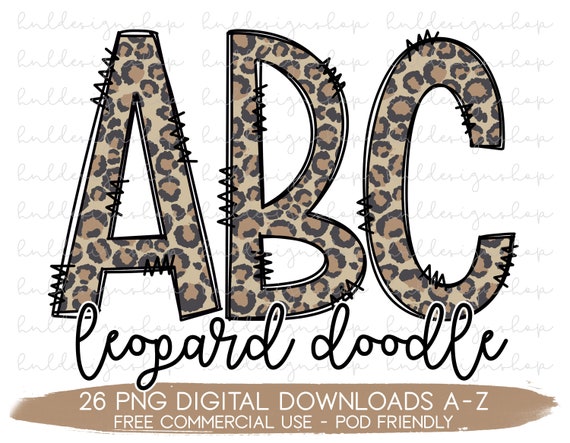Leopard Print Doodle Letters PNG Leopard Font Png Leopard - Etsy