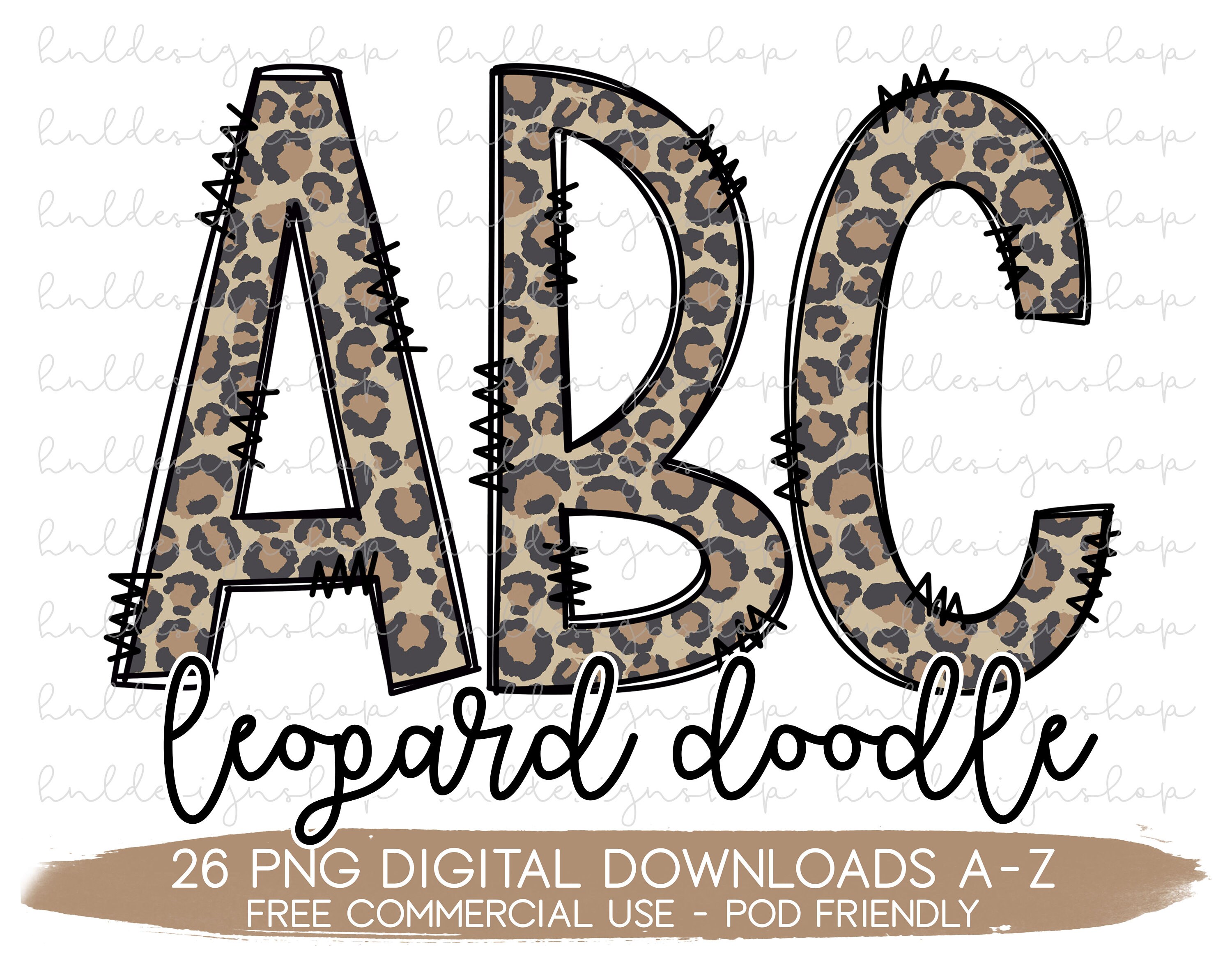Leopard Print Doodle Letters PNG Leopard Font Png Leopard - Etsy