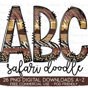 Safari Doodle Letter PNG, Leopard Font Png, Leopard Print Sublimation ...